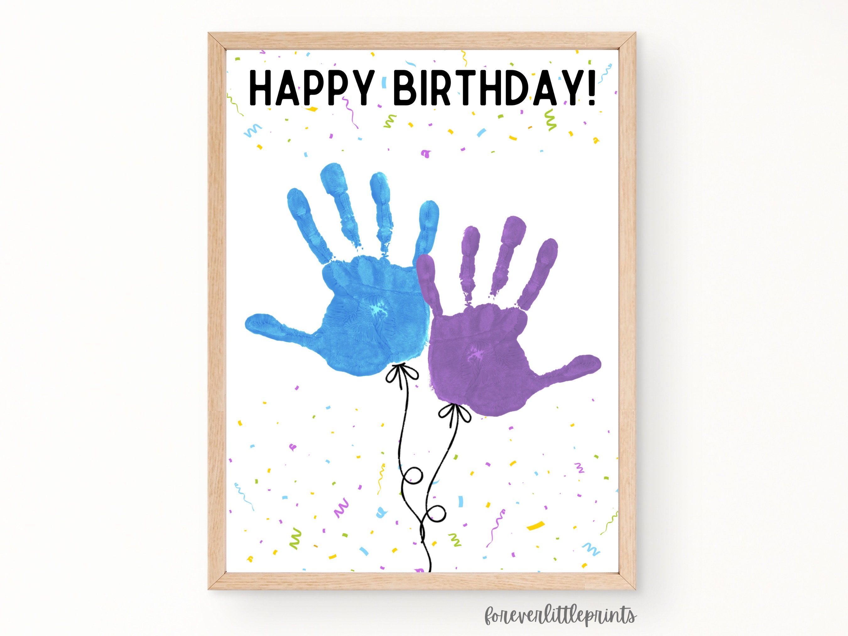 Happy Birthday Balloons Handprint Art, Personalized Birthday Gift From ...