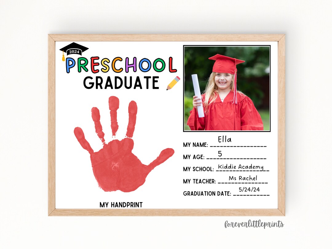 Preschool Graduation Keepsake, Last Day of Preschool Handprint, Pre-k ...