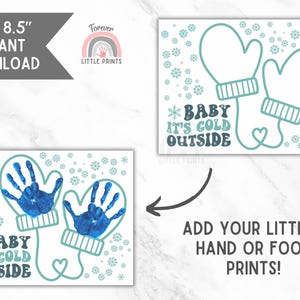 Winter Mittens Handprint Art for Baby Toddler Kids, Snowflakes First ...