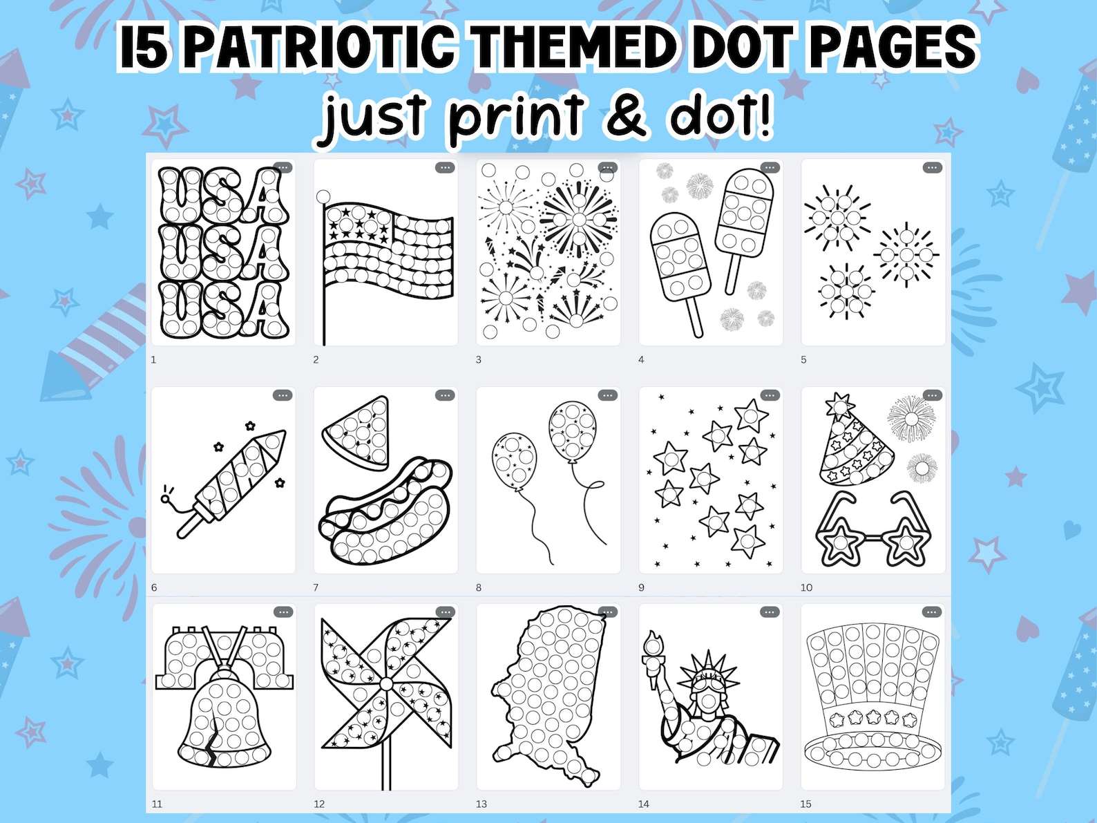 4th of July Dot Marker Printable Pack, Patriotic Coloring Pages ...