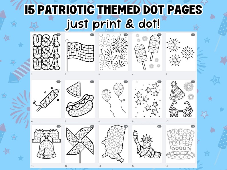 4th of July Dot Marker Printable Pack, Patriotic Coloring Pages ...