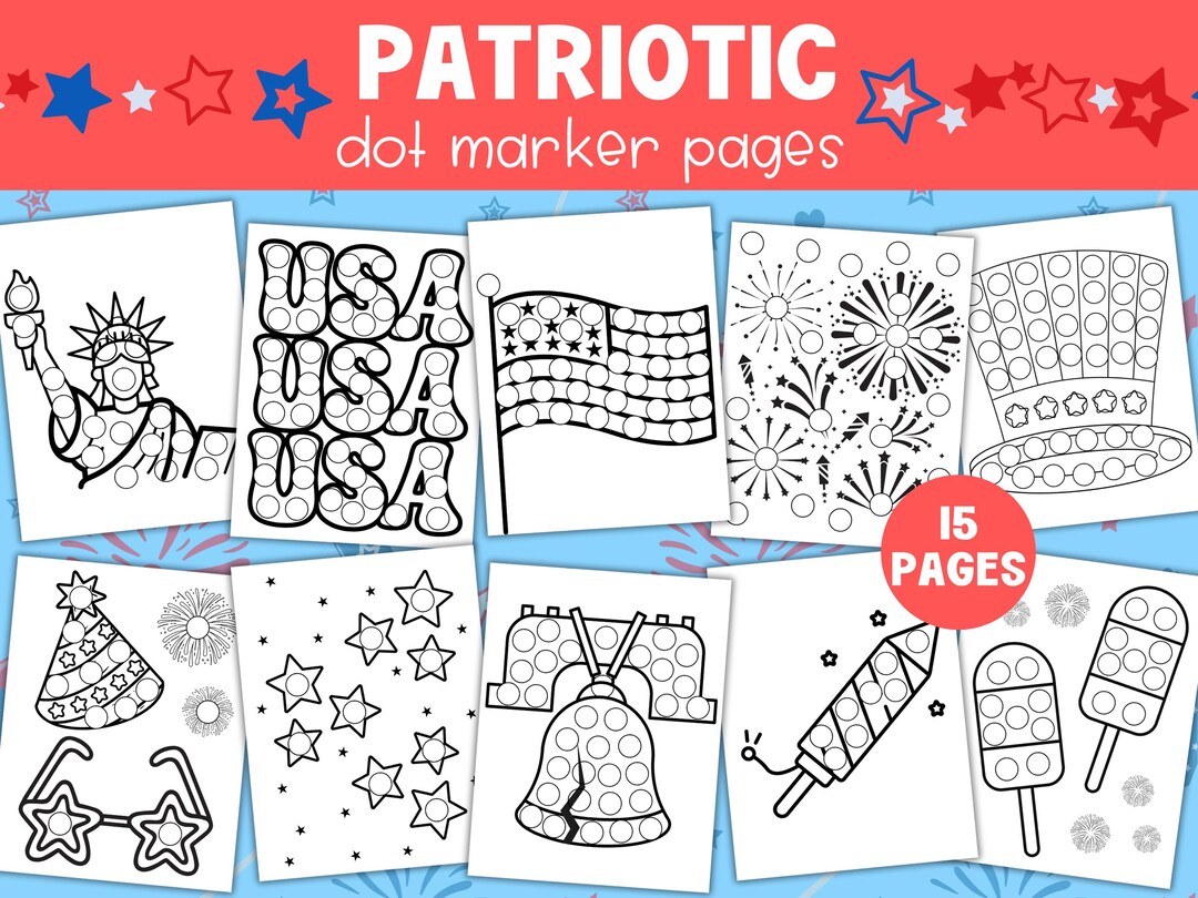 4th of July Dot Marker Printable Pack, Patriotic Coloring Pages ...