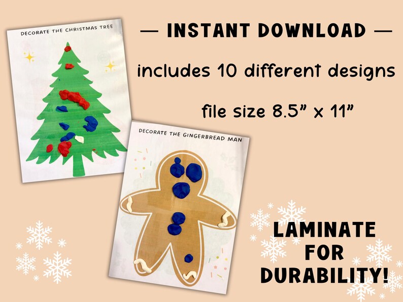 Christmas Playdough Mats, Holiday Playdoh Cards, Xmas Activity for Kids ...