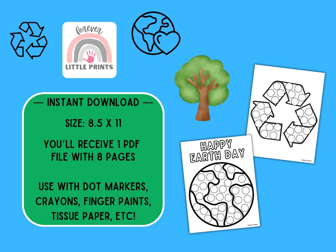 Earth Day Dot Marker Printable Pack, Fun Kid Learning Activity Pages ...
