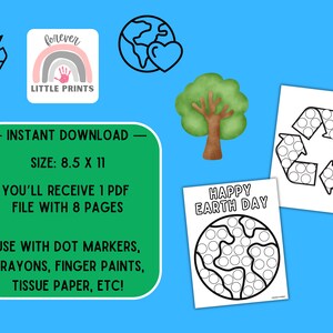 Earth Day Dot Marker Printable Pack, Fun Kid Learning Activity Pages ...