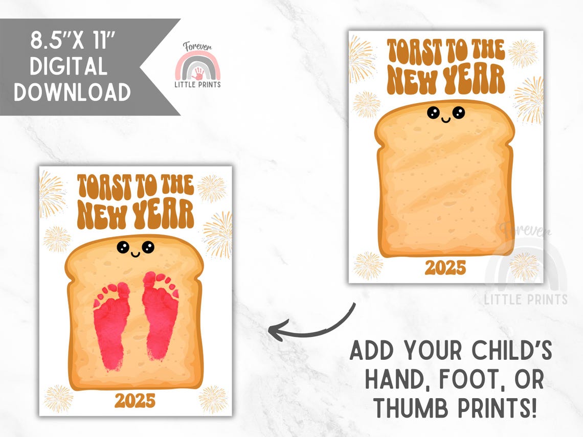 New Years Handprint Craft for Kids Baby Toddlers New Year Footprint Art ...