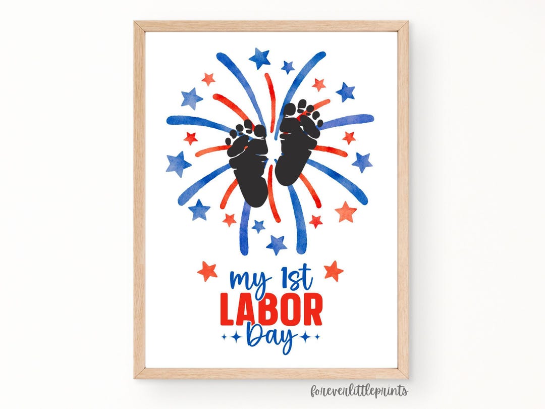 My First 1st Labor Day Firework Handprint Art Red White and Blue ...
