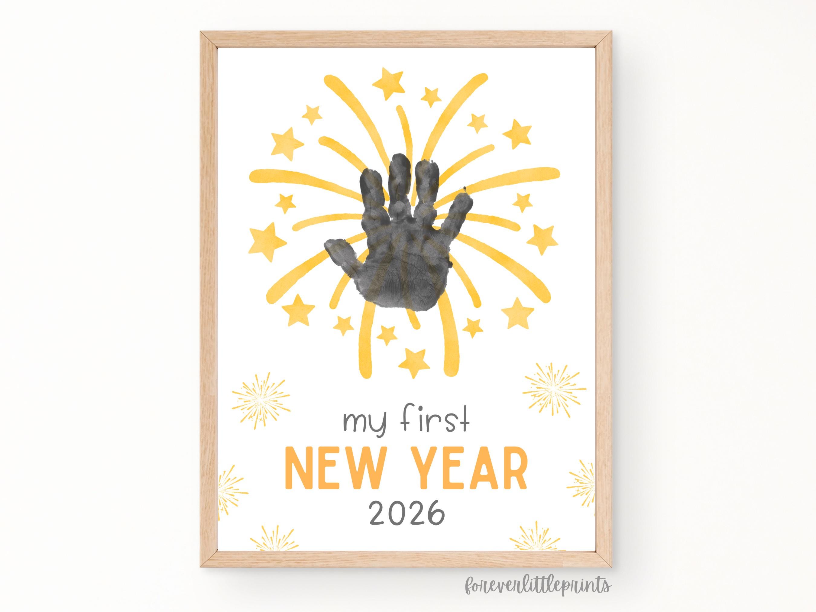 My First New Years Handprint Craft for Baby Toddler, Footprint Art ...
