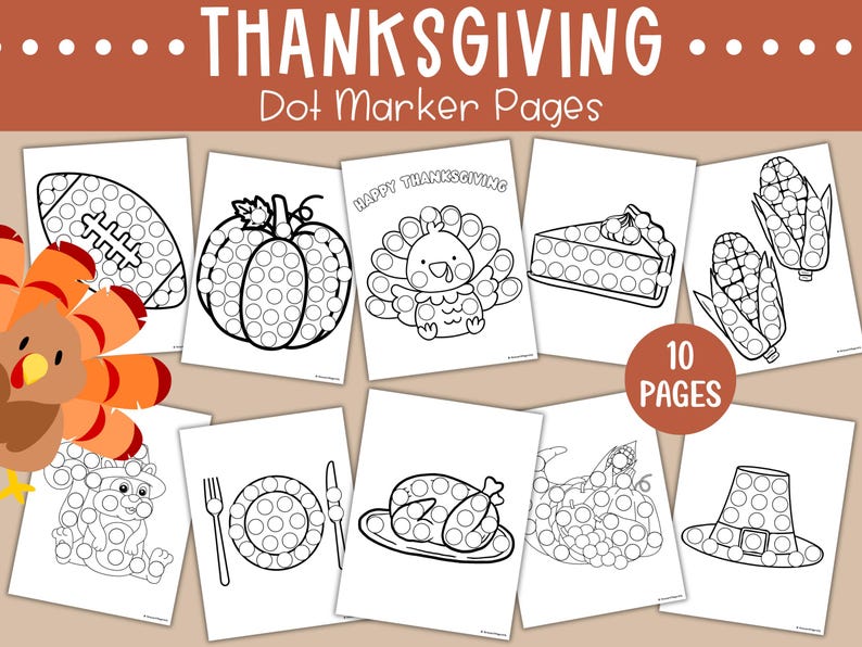 Thanksgiving Dot Art Marker Printable Pack, Fall Preschool Daycare ...
