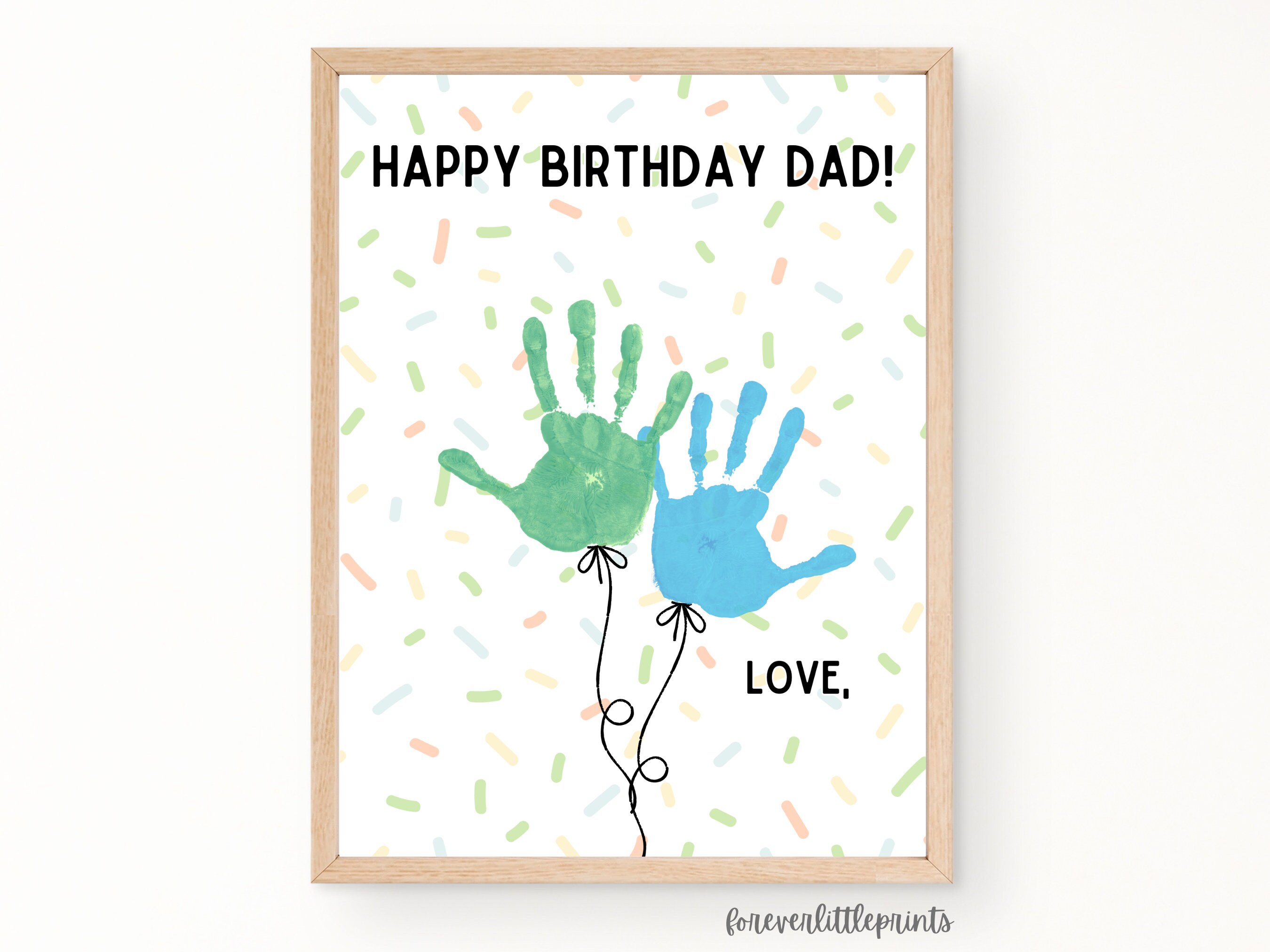 Happy Birthday Dad Handprint Balloons Art, Personalized Birthday Gift ...