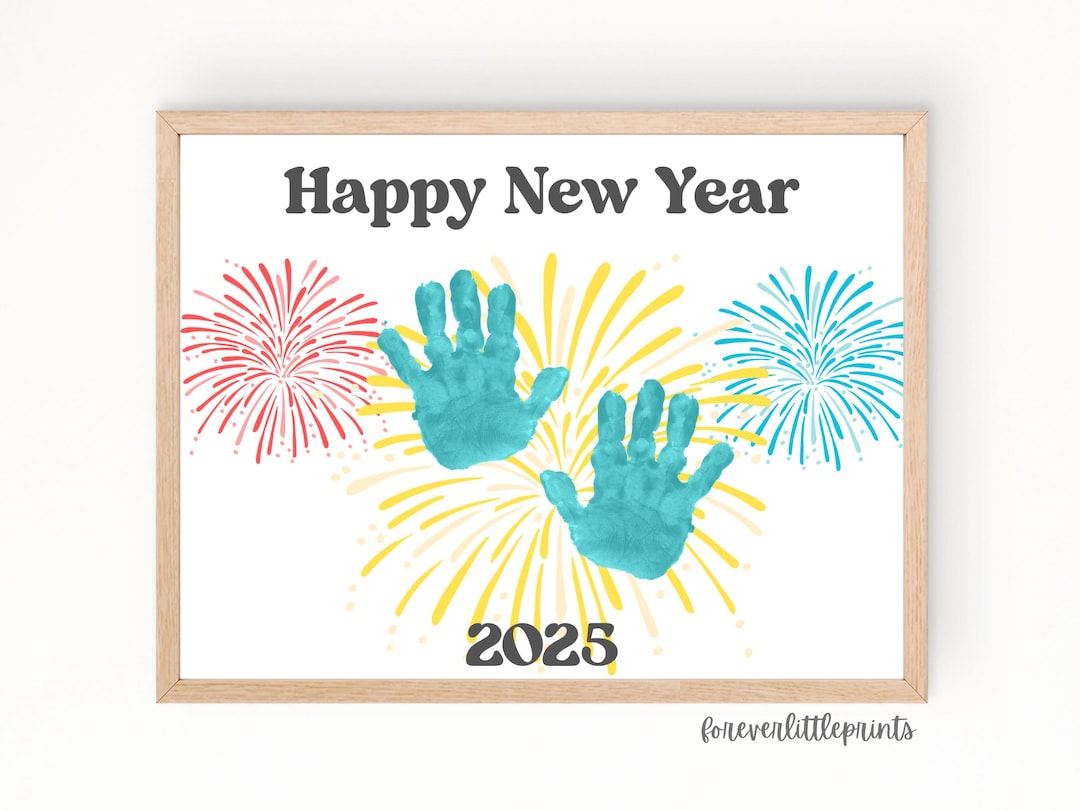 New Year Handprint Craft Fireworks for Toddlers Kids Baby New Years ...
