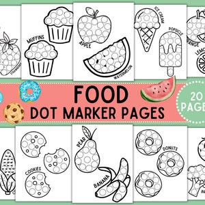 Dot Marker Worksheets, Food Themed Dot Sticker Coloring Sheets ...