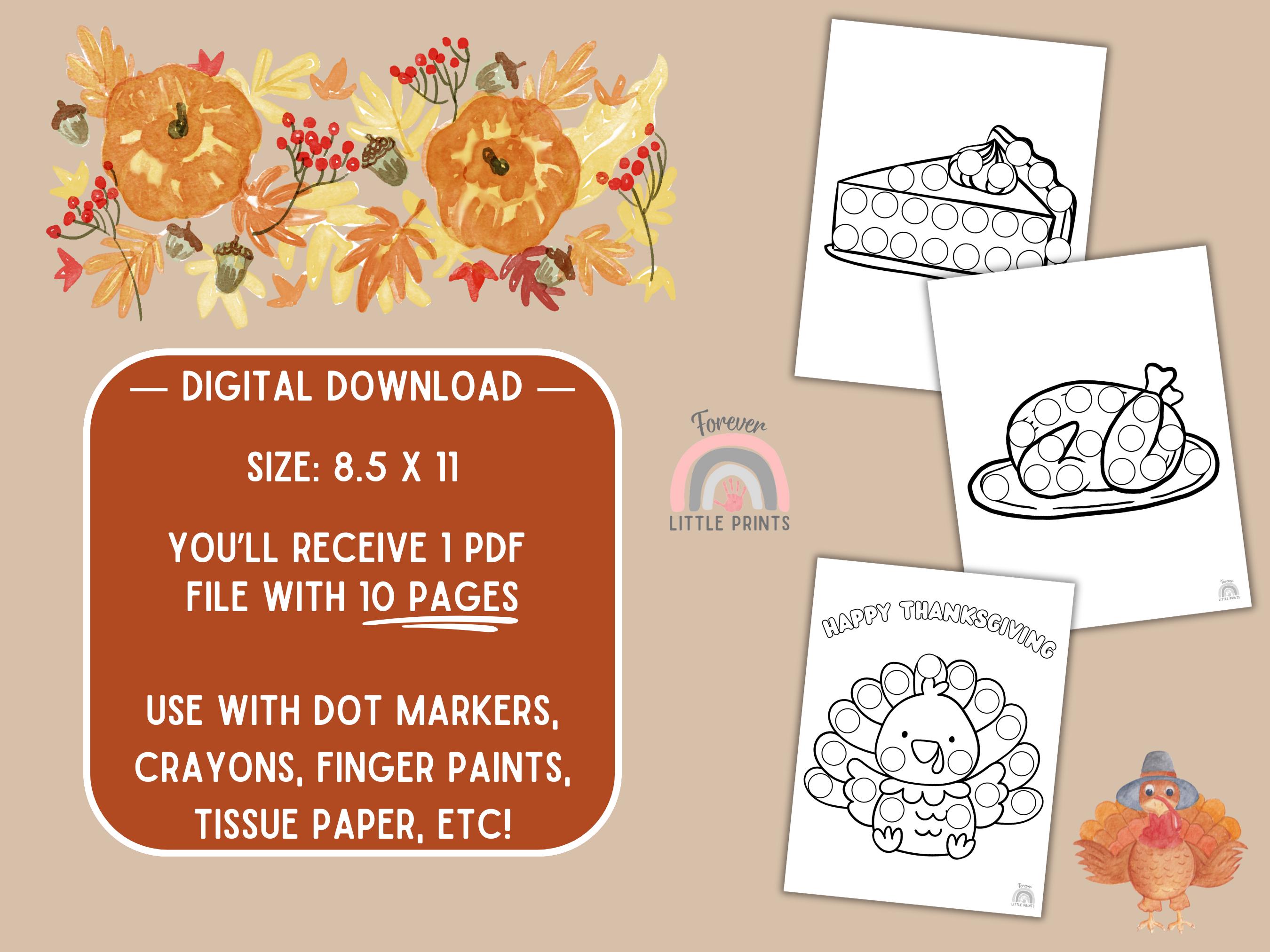 Thanksgiving Dot Art Marker Printable Pack, Fall Preschool Daycare ...