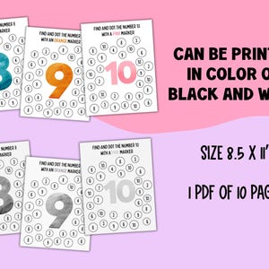 Number Recognition Dot Marker Activity Pages, Do A Dot Marker Coloring ...