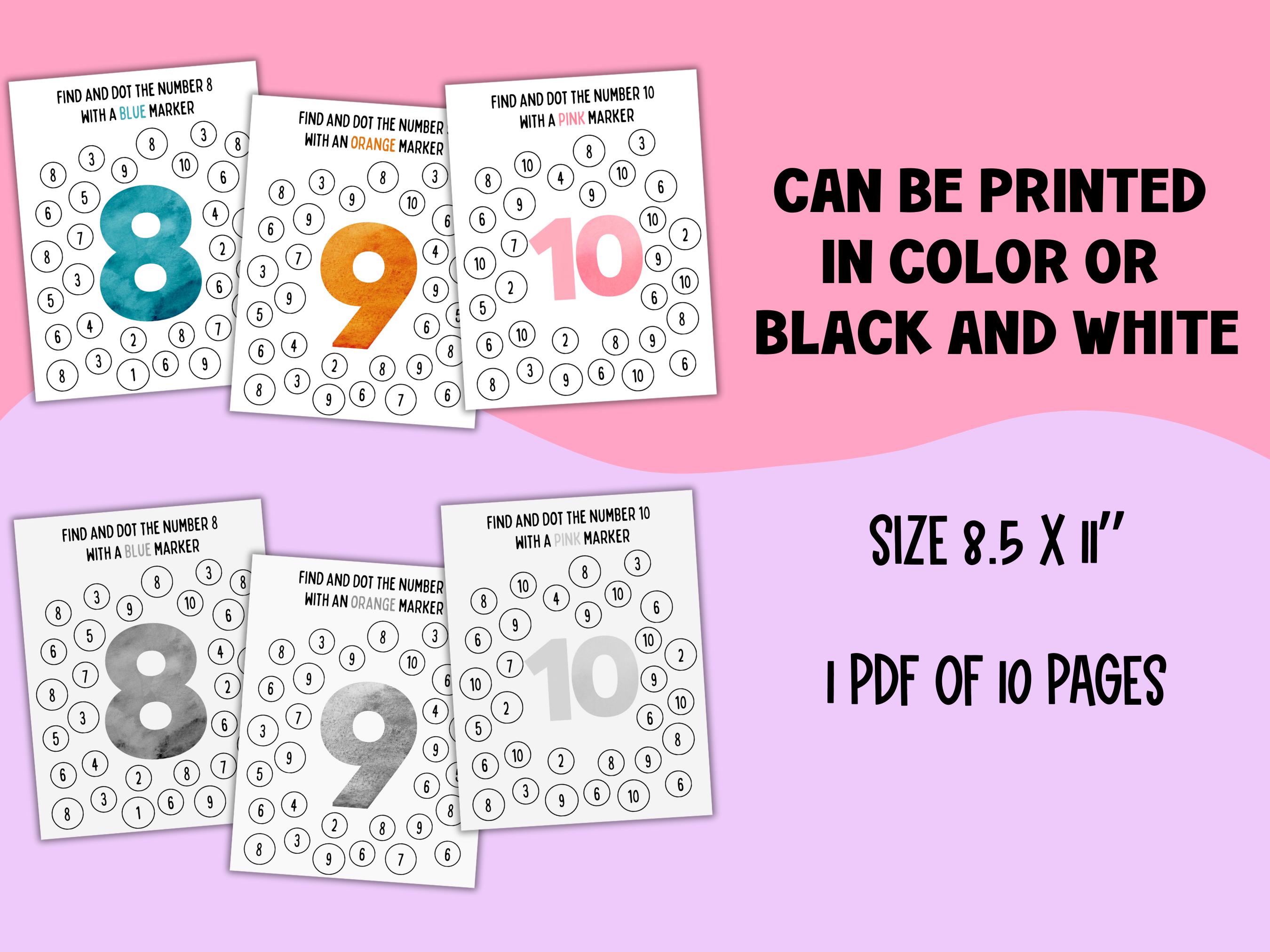 Number Recognition Dot Marker Activity Pages, Do A Dot Marker Coloring ...