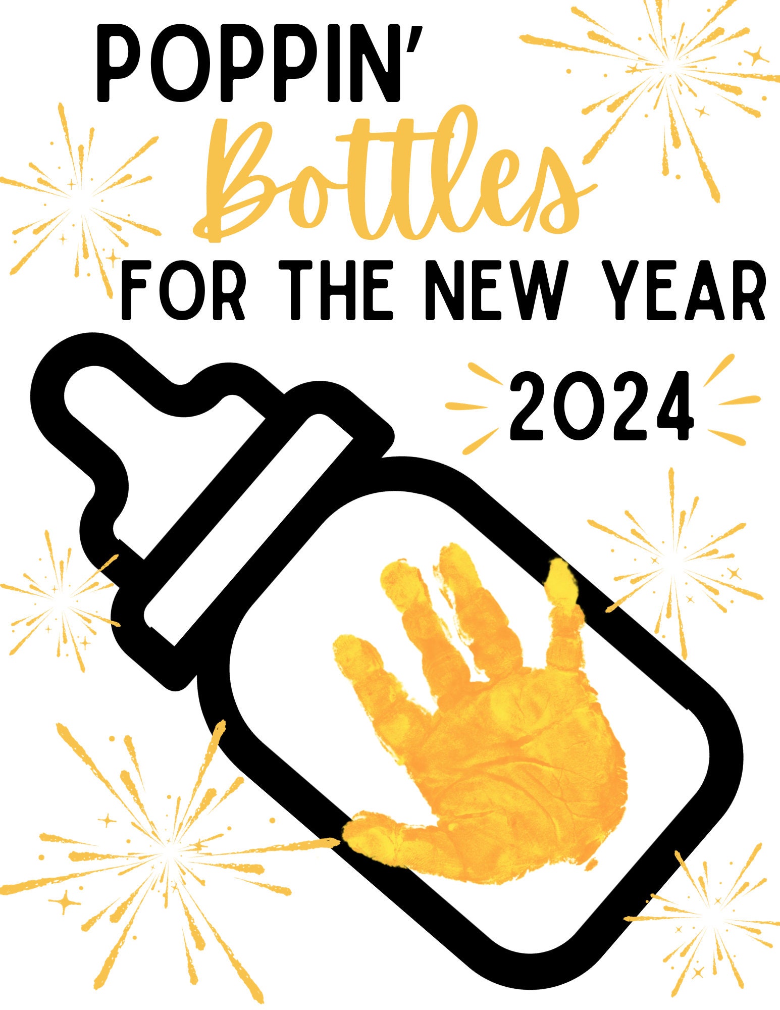 New Years Footprint Craft for Baby Toddlers Handprint Craft Infant New ...