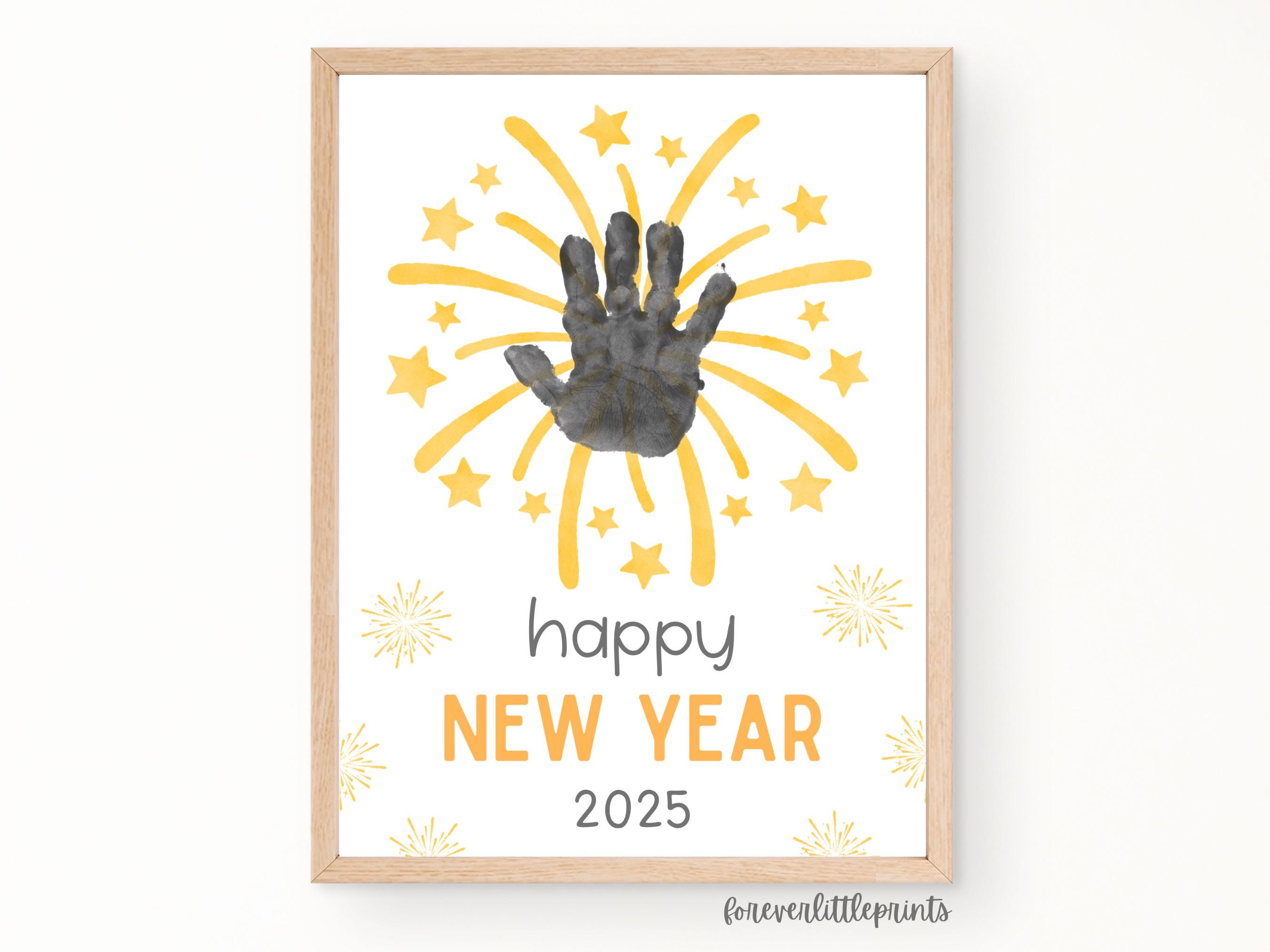 New Years Handprint Craft for Baby Toddler Kids, Footprint Art Infant ...