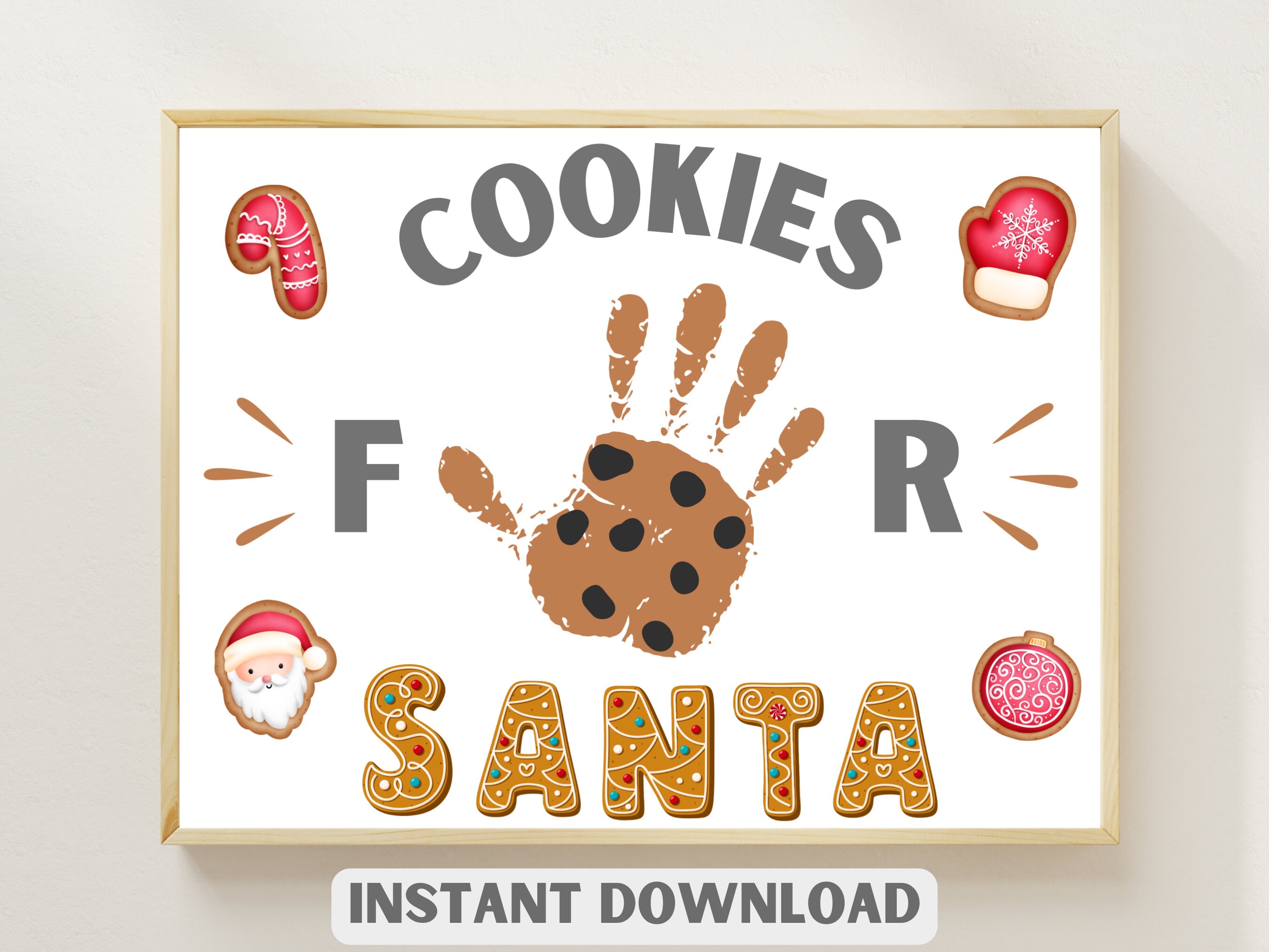 Christmas Handprint Art Craft for Kids Baby Toddler, Cookies for Santa ...