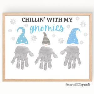 Gnome Handprint Art Footprint Printable for Kids Baby Toddler, Winter ...