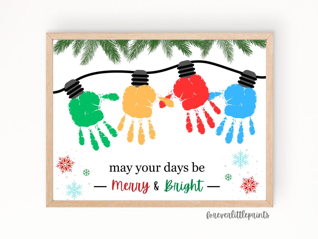 Holiday Lights Handprint Art Craft for Kids Baby Toddler, Merry ...