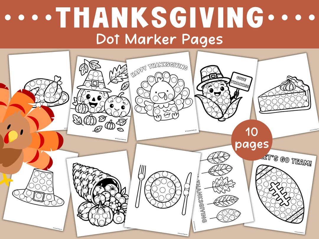 Thanksgiving Dot Art Marker Printable Pack, Fall Preschool Daycare ...