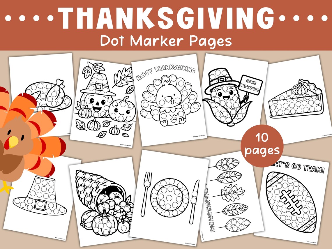 Thanksgiving Dot Art Marker Printable Pack, Fall Preschool Daycare ...