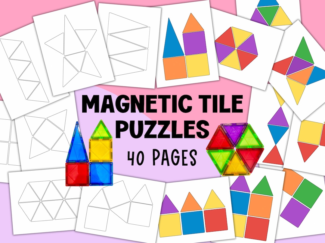 Magnetic Tiles Templates, Magnet Tile Activity Card Puzzles, Kids ...