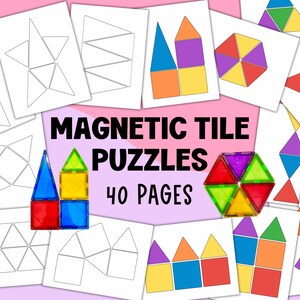 Magnetic Tiles Templates, Magnet Tile Activity Card Puzzles, Kids ...
