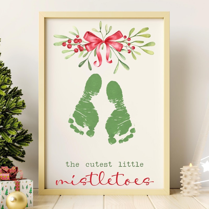 Mistletoe Footprint Art - Etsy