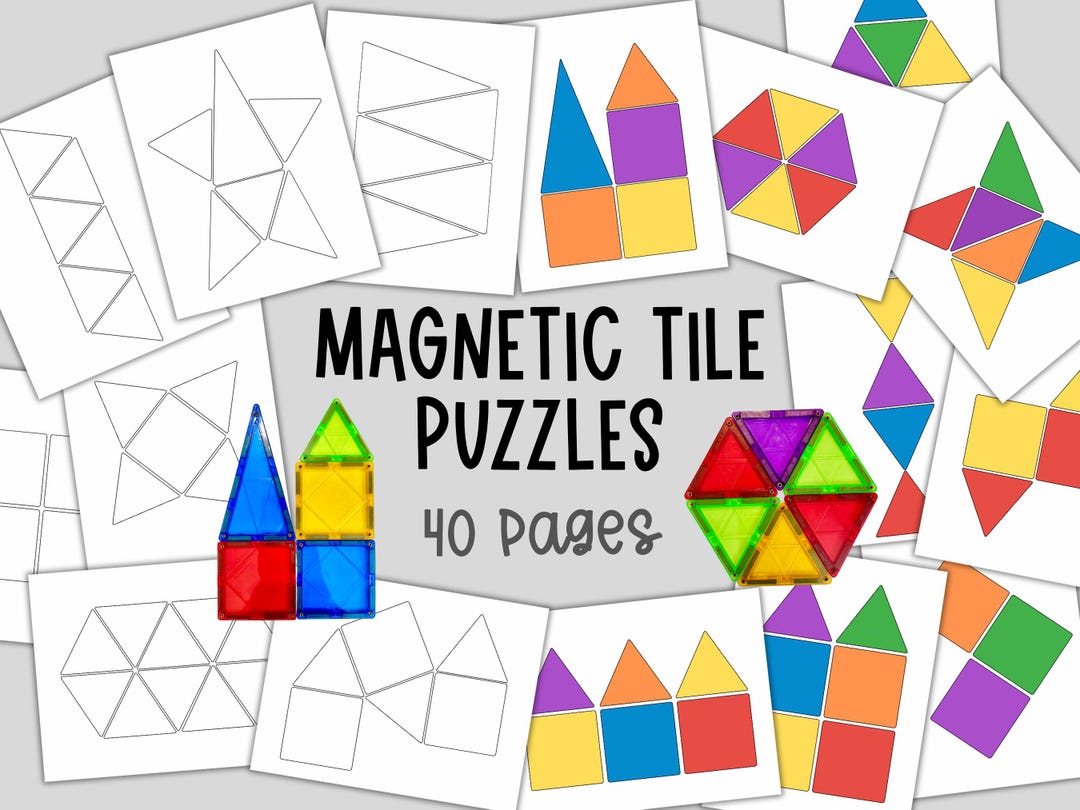 Magnetic Tiles Templates, Magnet Tile Activity Card Puzzles, Kids ...