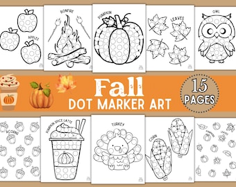 Fall & Thanksgiving Dot Marker Sheets, Autumn Coloring Pages, Preschool ...