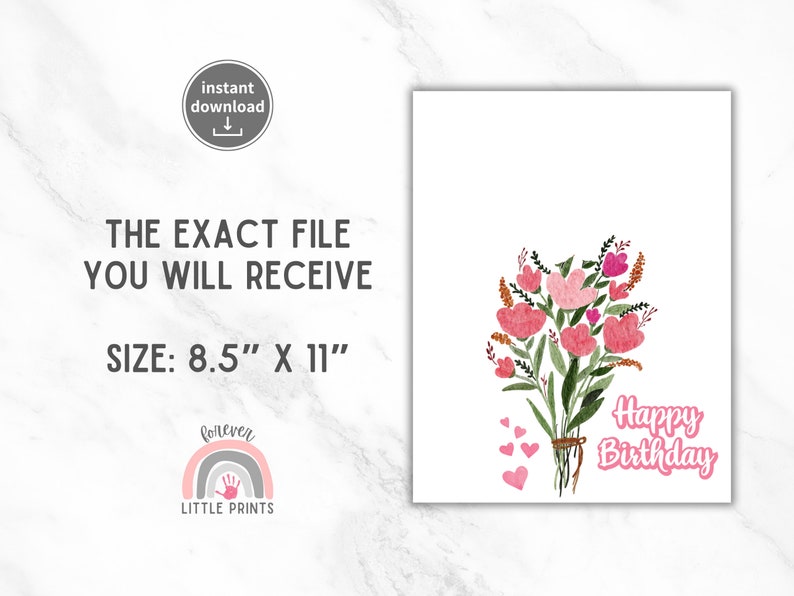 Happy Birthday Handprint Art,flower Bouquet, Personalized Birthday Gift ...