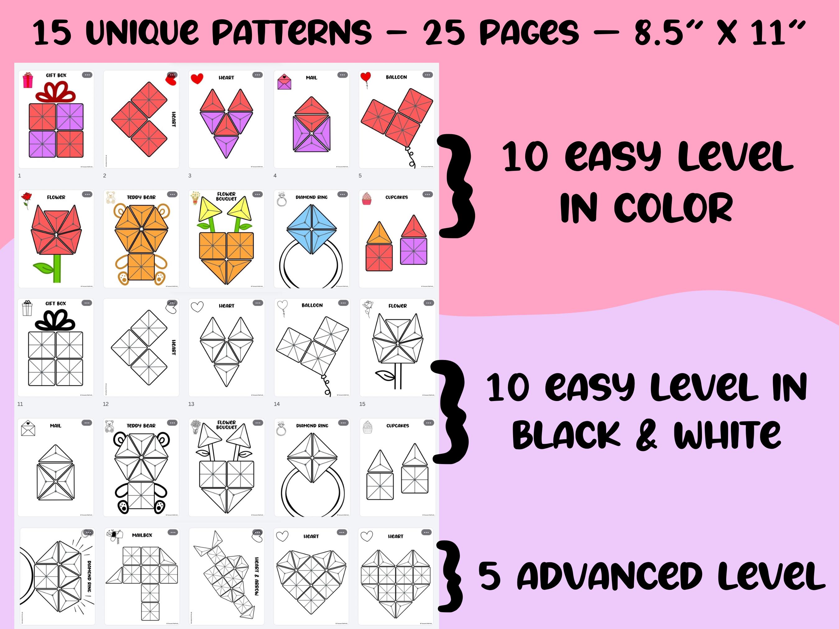 Valentine Magnetic Tiles Templates, Valentine’s Day Magnet Tile Pattern ...