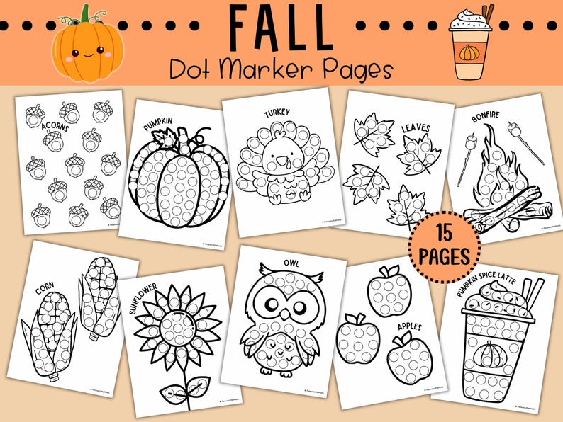 Fall Dot Marker Printable Pack, Fun Preschool Daycare Activity Pages ...