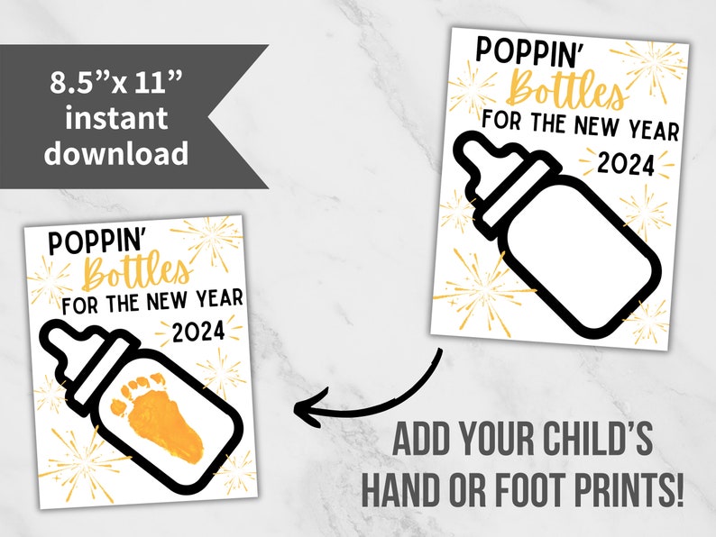 New Years Footprint Craft for Baby Toddlers Handprint Craft Infant New ...