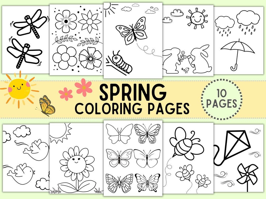 Spring Coloring Pages, Activity Printables for Kids, Coloring Book ...