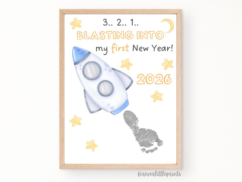 First New Years Handprint Craft Baby Toddler Blast off Rocket Ship ...