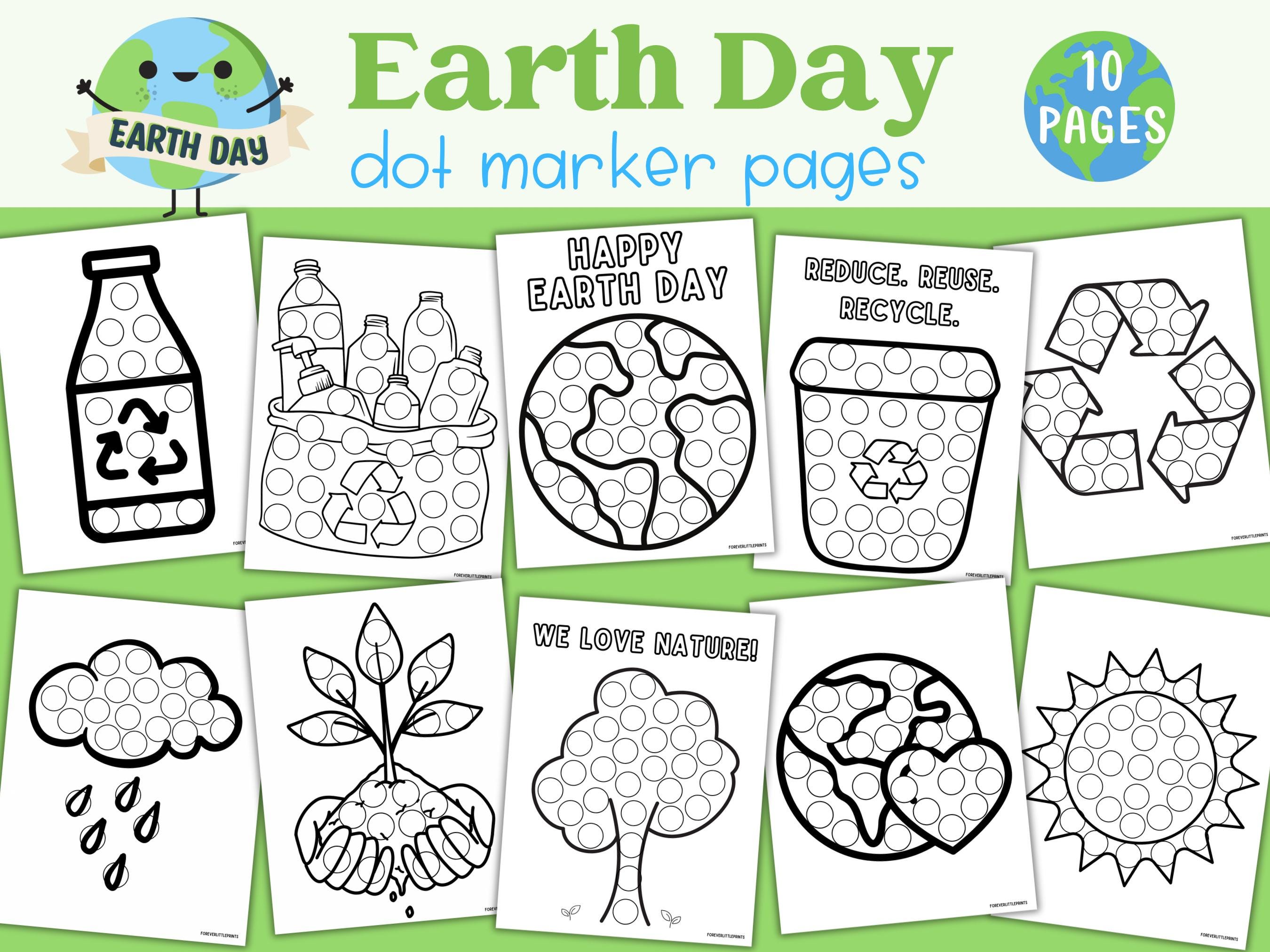 Earth Day Dot Marker Printable Pack, Fun Kid Learning Activity Coloring ...