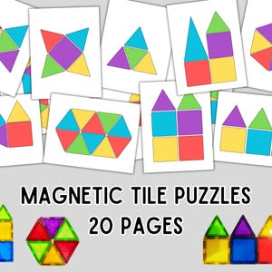 Magnetic Tiles Templates, Magnet Tile Activity Card Puzzles Printables ...
