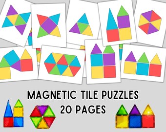 Magnetic Tiles Templates Magnet Tile Activity Card Puzzles Printables ...