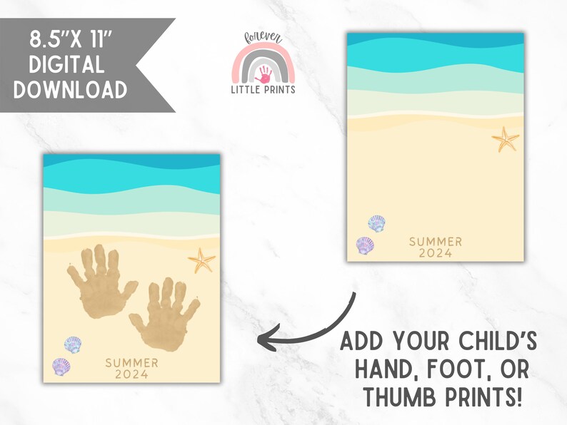 Summer Handprint Art for Kids Toddler Infant, Beach Ocean Footprint ...