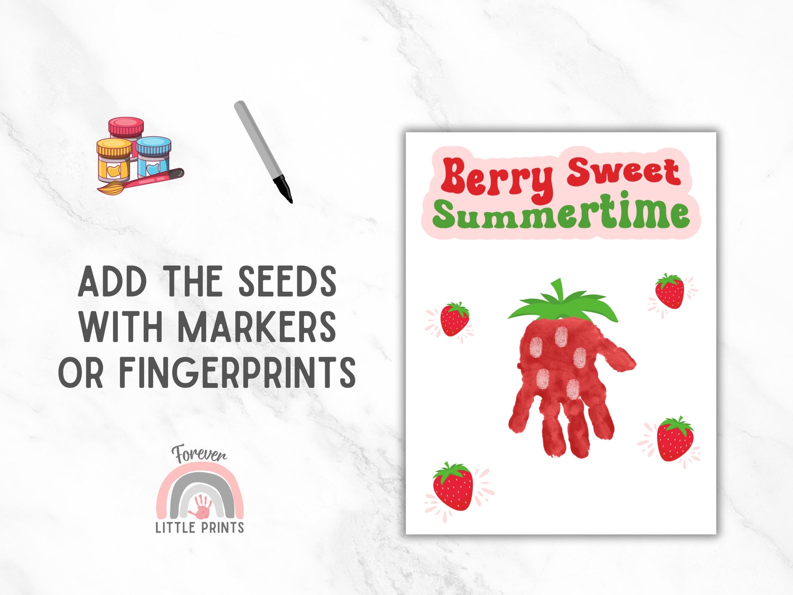 Strawberry Summer Handprint Art Kids Toddler Infant Berry Sweet ...