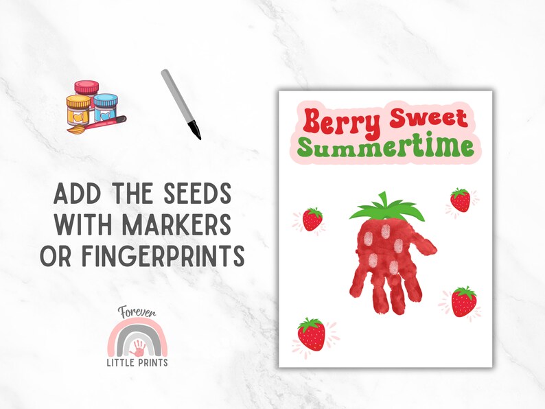 Strawberry Summer Handprint Art Kids Toddler Infant Berry Sweet ...