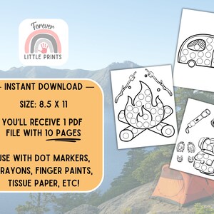 Camping Dot Marker Printable Pack, Fun Preschool Daycare Activity Pages ...