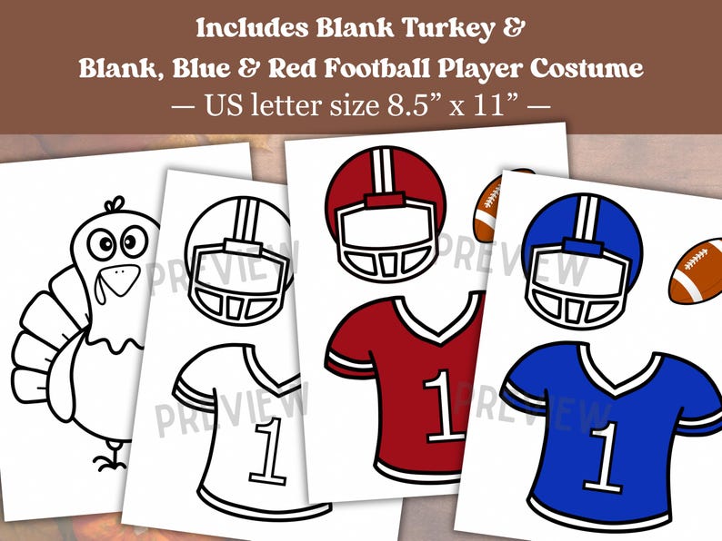 Disguise A Turkey Football Player Costume Printable, Thanksgiving ...