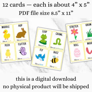 Spring Movement Cards, Spring Activity, Kids Action Cards Printable ...