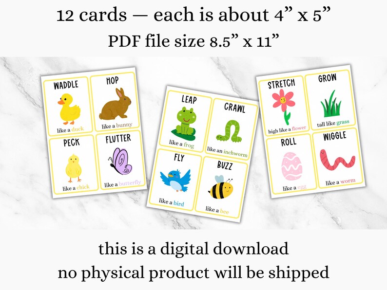 Spring Movement Cards, Spring Activity, Kids Action Cards Printable ...