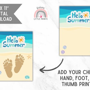Hello Summer Handprint Art for Kids Toddler Infant, Beach Footprint ...