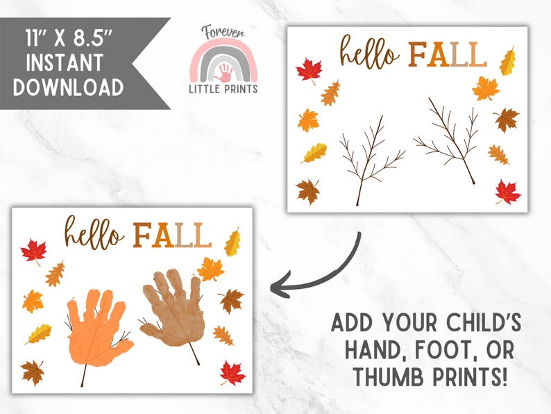 Hello Fall Handprint Art Leaves Autumn School Craft for Toddlers ...