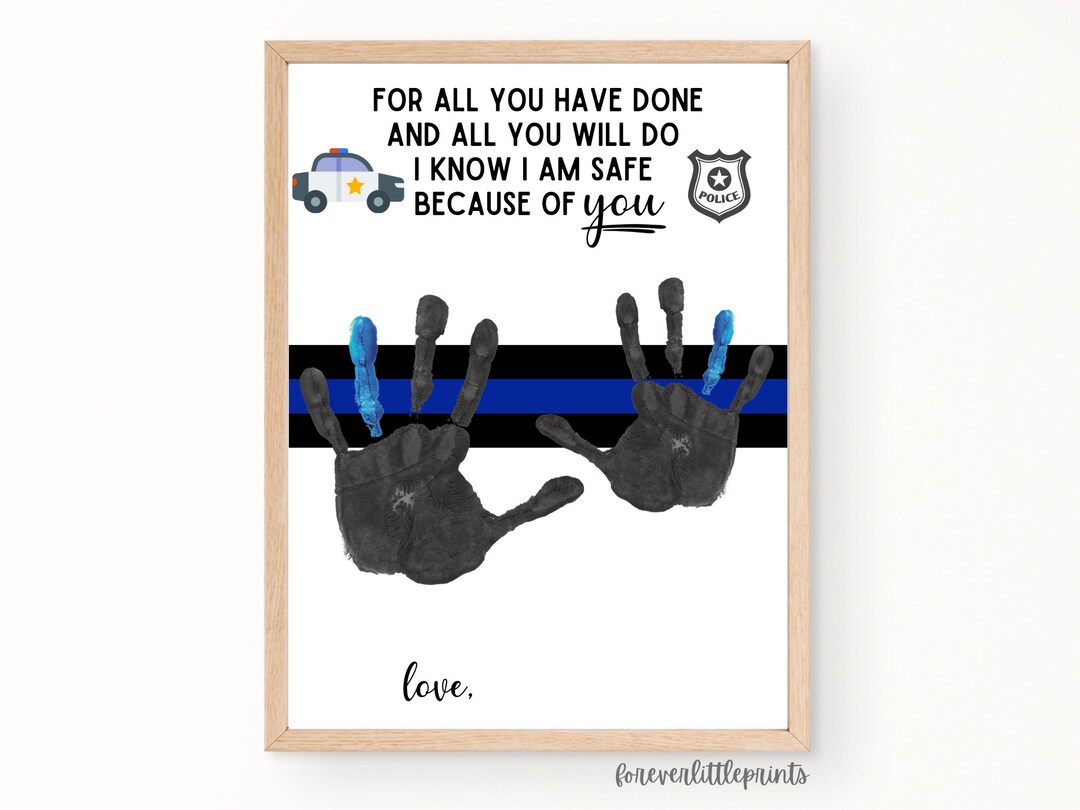 Police Officer Birthday Day Handprint Art Kids Dad Handprint Craft Sign ...